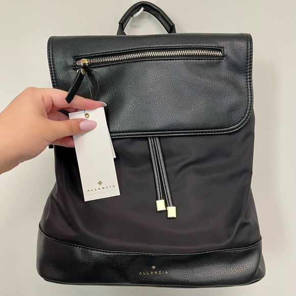 Allancia | Bags | Allancia Black Nylon Backpack With Gold Hardware ...